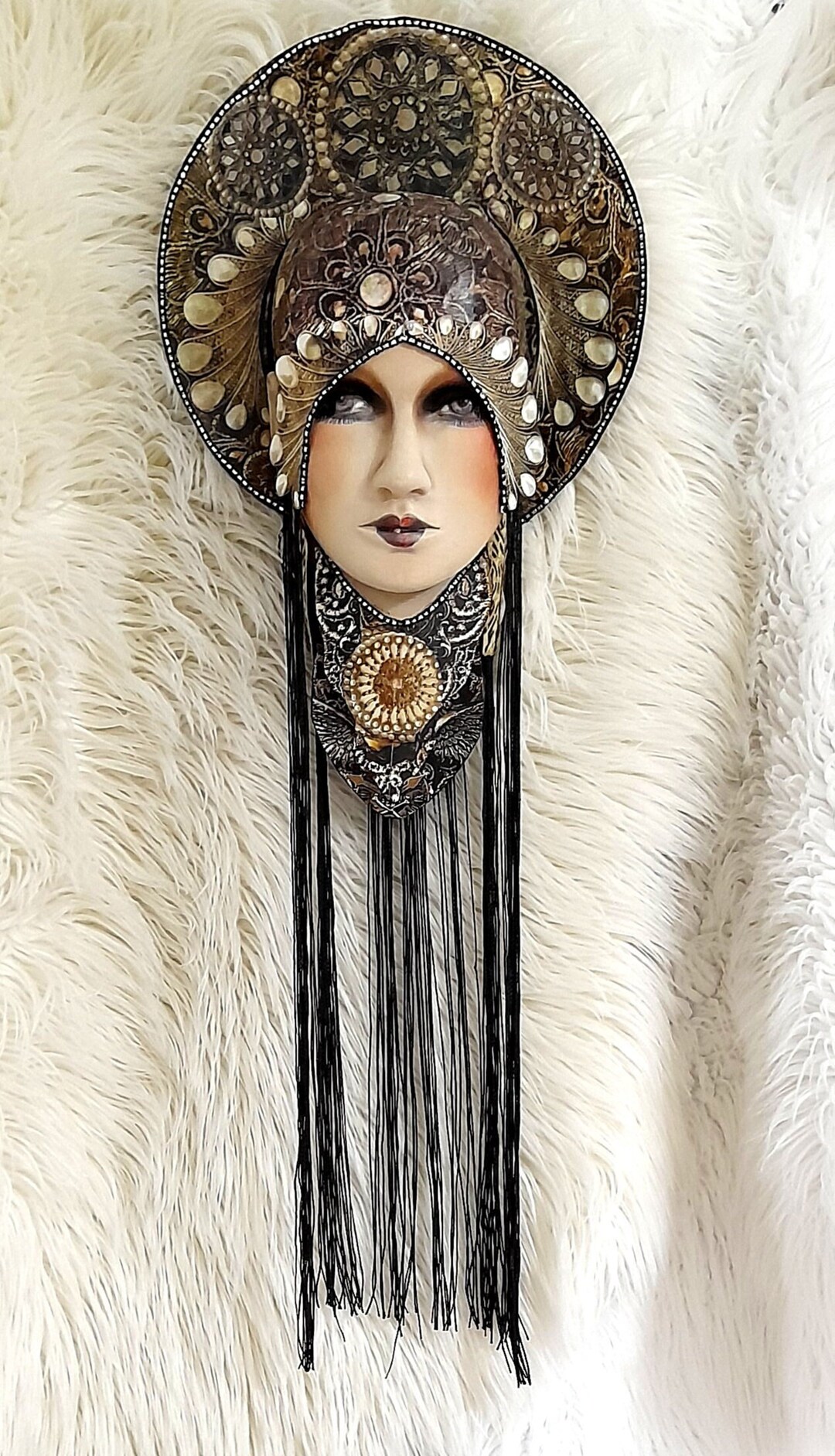 Art Deco Gothic Wall Face Head Nouveau Pretty Hanging Handmade Flapper ...