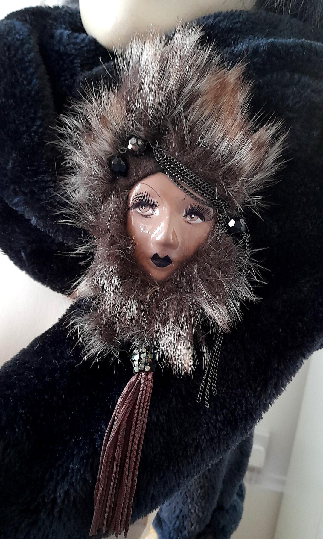 ART DECO PIERROT Nouveau Clown Vintage 80s Coat Hat Brooch Mask Face ...