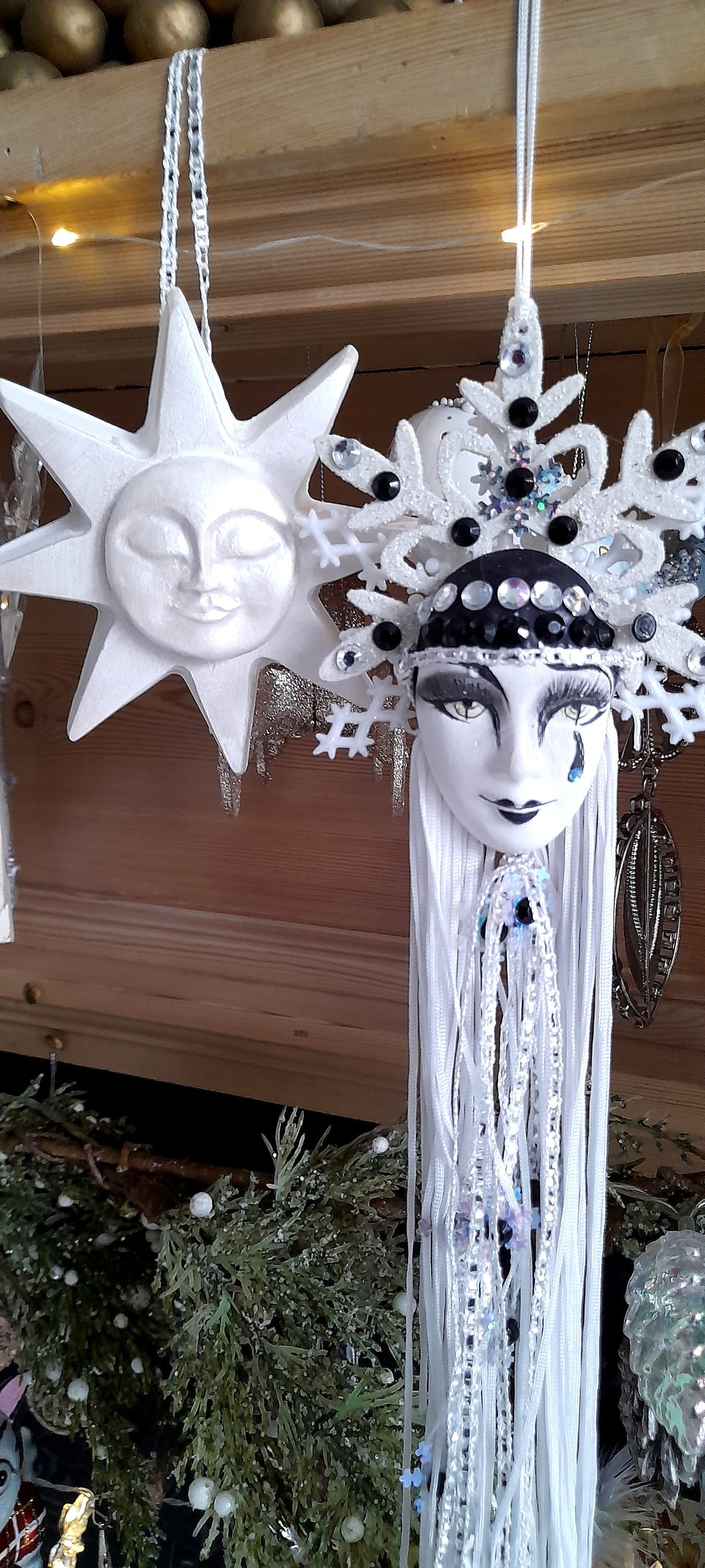 Vintage White Christmas Snow Queen Mask Handmade Plaster - Etsy