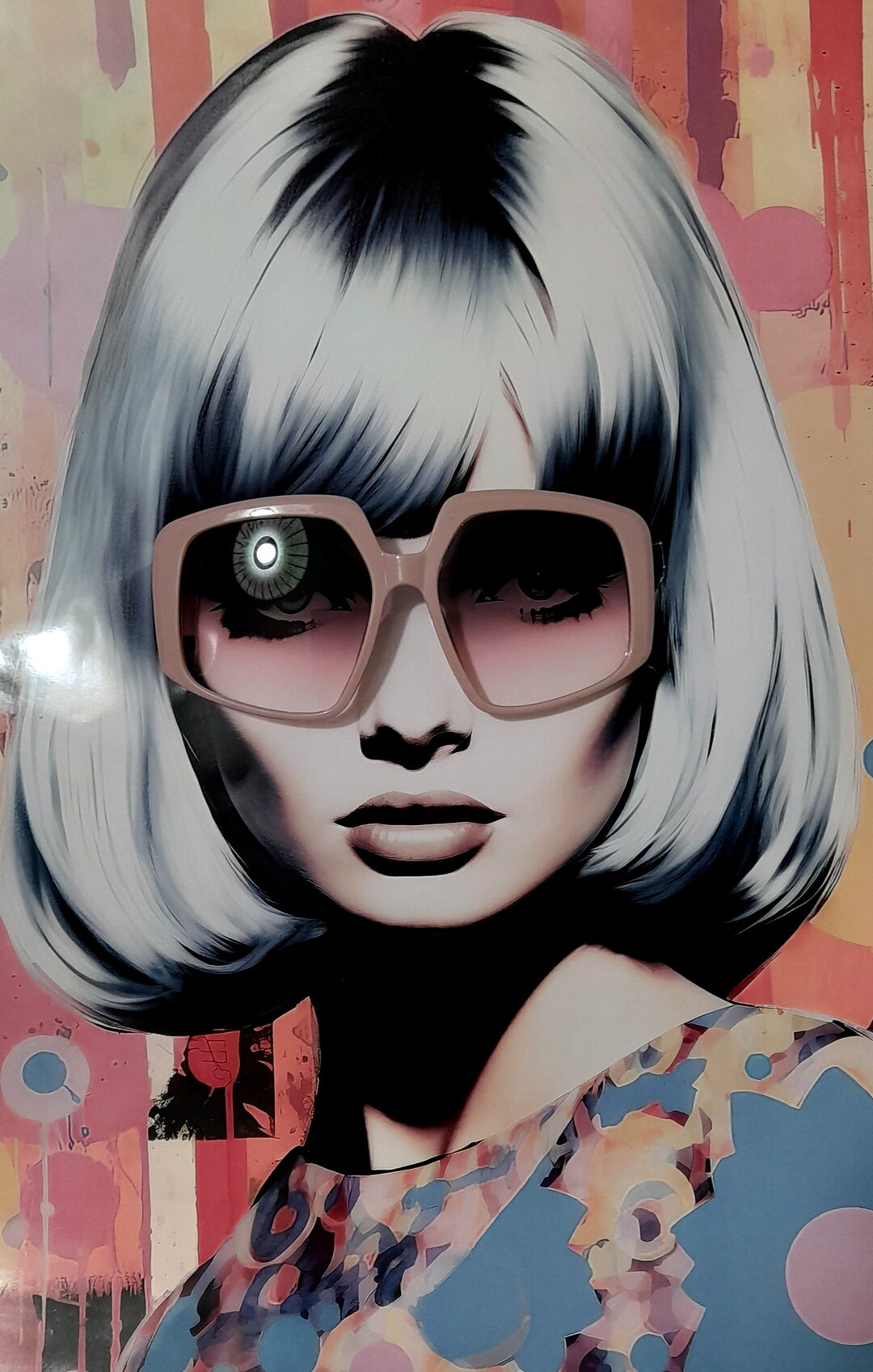 Dusky Pink Retro Vintage Kitsch Pastel Pop Candy Oversized Glossy Frame ...