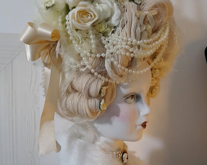 Marie Antoinette Inspired Mannequin Head 18th Century Pouf Wig Roses ...