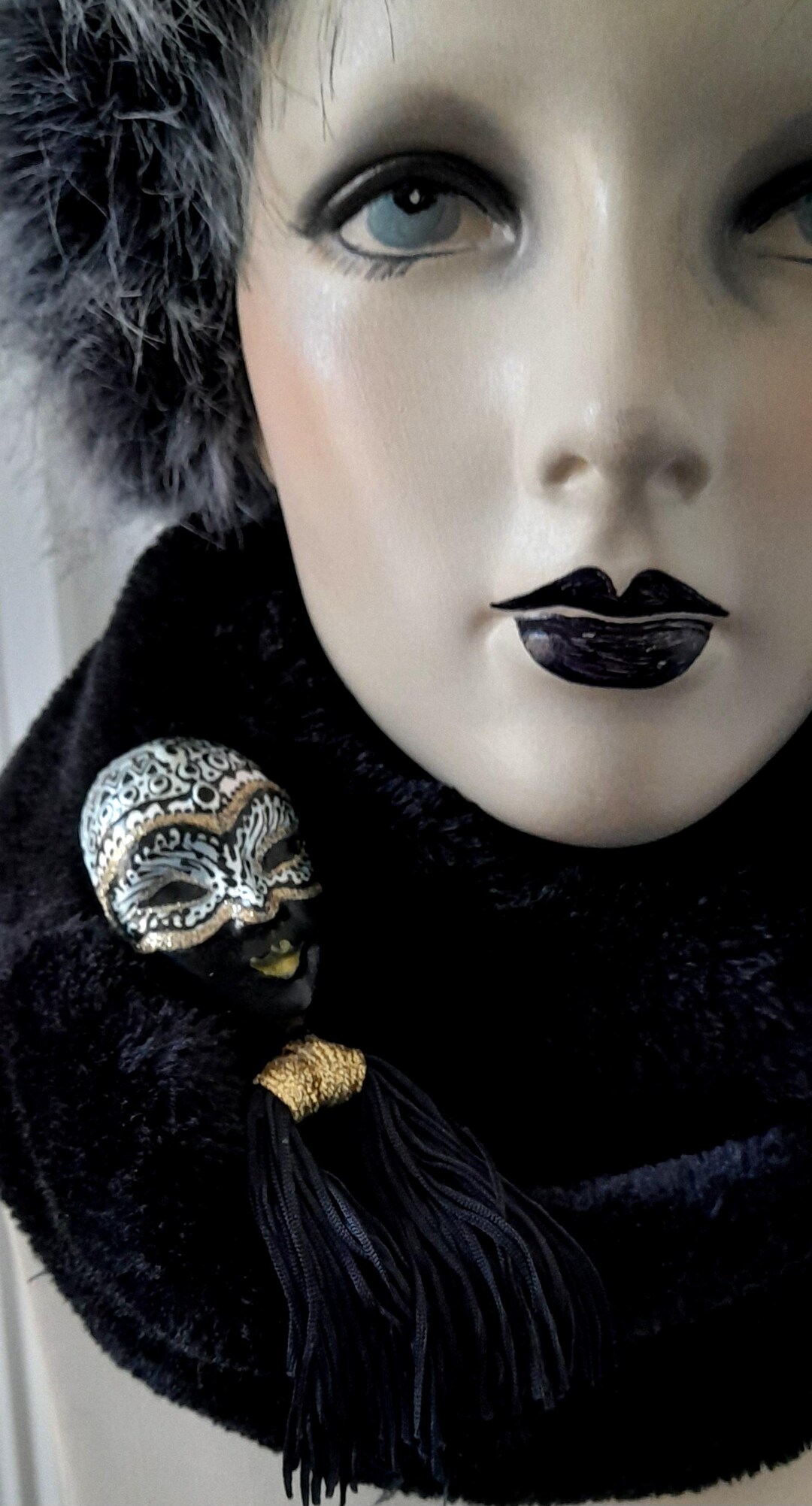 ART DECO PIERROT Nouveau Clown Vintage 80s Coat Hat Brooch Mask Face ...