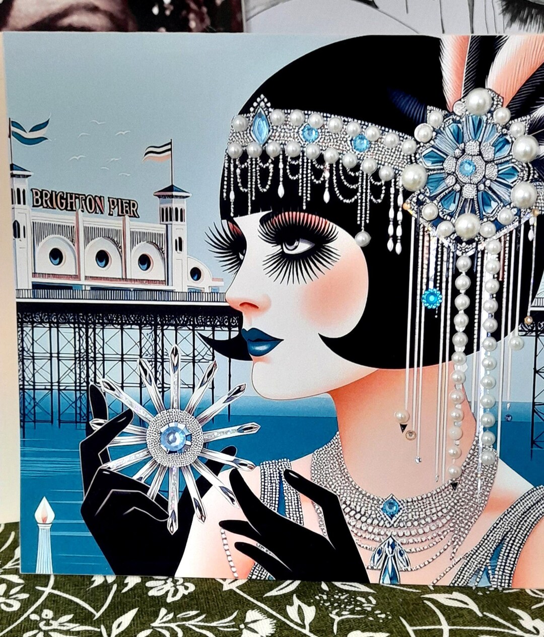 Beautiful Fantasy Art Deco Brighton Pier Card Keepsake Large 22cm ...