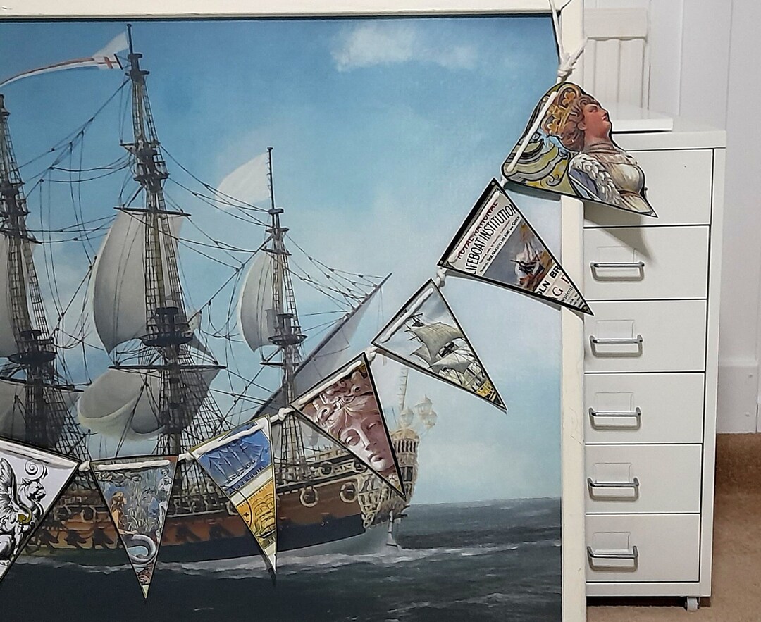 British Maritime Nautical Figurehead Bunting Handmade Vintage Ships ...