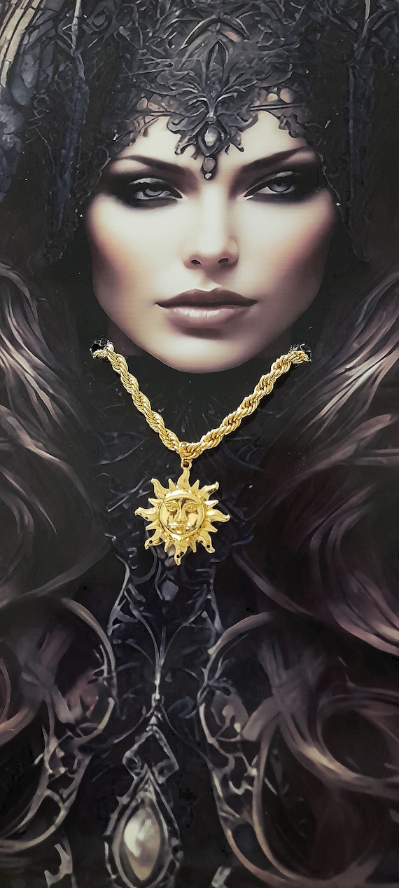 Gold finish suns pagan summer rope chain celestial eg… - Gem