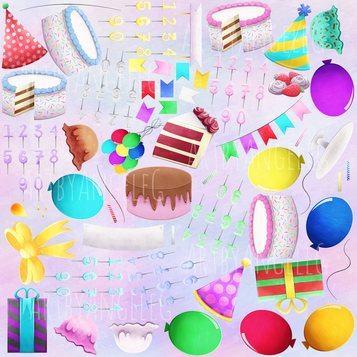 Happy Birthday Clipart Birthday Graphics Instant Download - Etsy