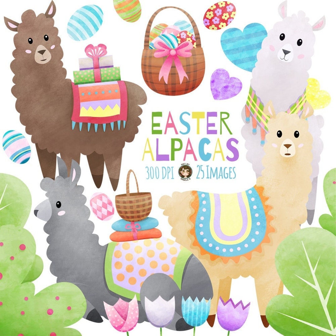 Easter Alpaca Graphics Clipart – Easter Clipart Download - Instant ...