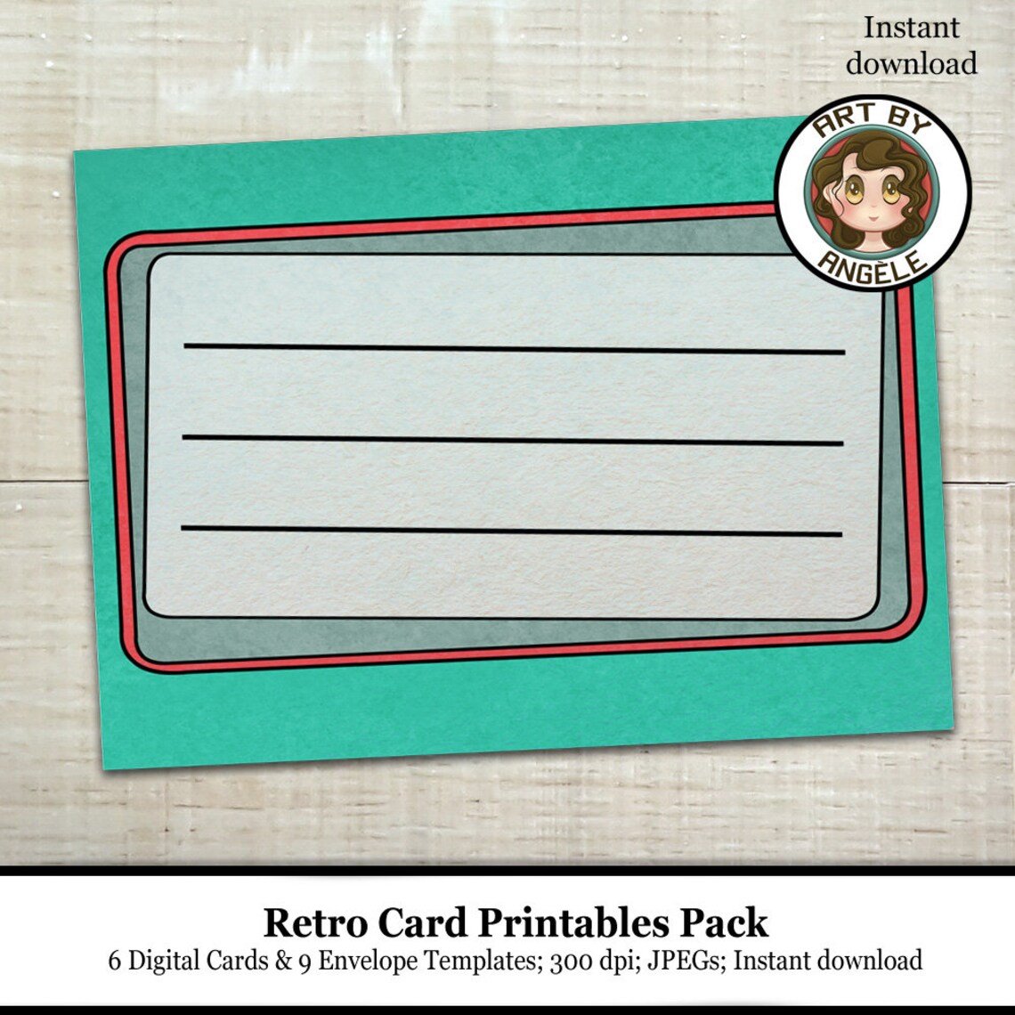 Retro 6 Pack PRINTABLE Cards Instant Download Printable - Etsy