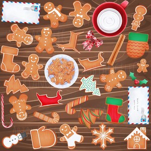 Hand-drawn Christmas Cookie Clipart: Gingerbread PNG Graphics (instant ...