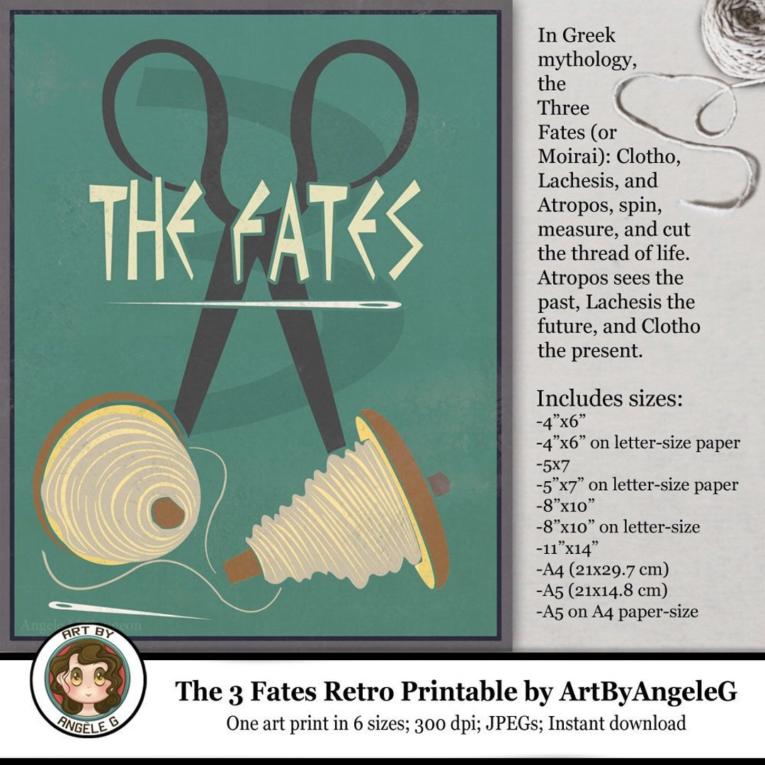 Printable Art - the Three Fates Greek Mythology Pagan Goddesses, Wiccan ...