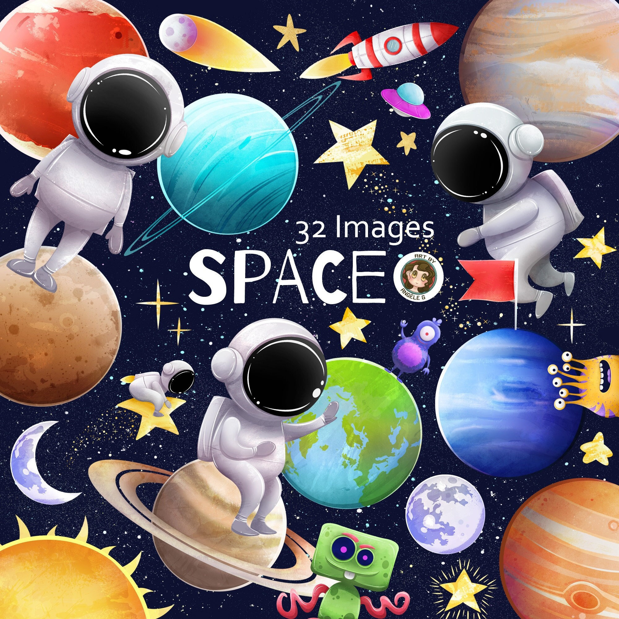 Space Graphics Clipart Solar System Download Instant - Etsy Canada