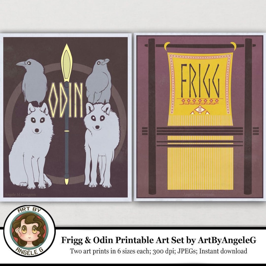 Printable Art Frigg and Odin Norse Mythology King and Queen, Pagan ...