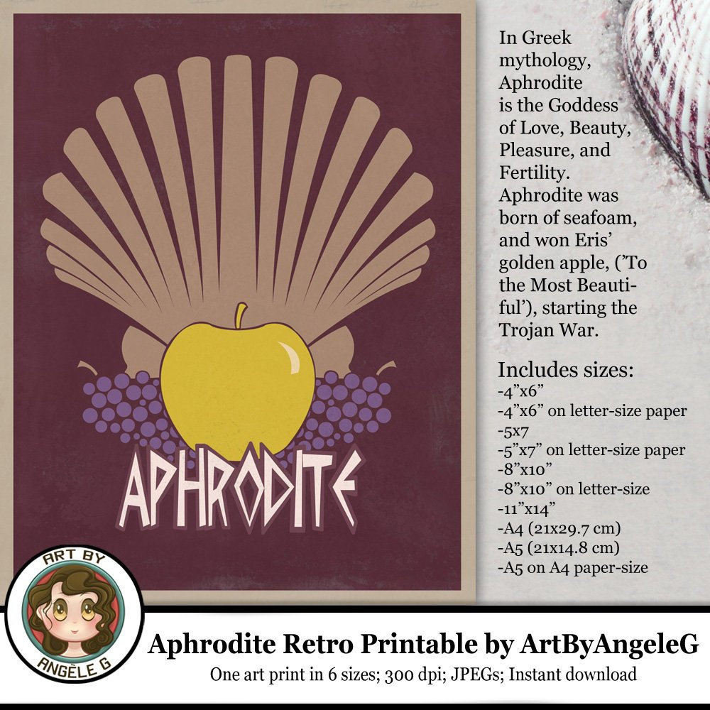 Printable Art Aphrodite Greek Mythology GODDESS of LOVE, Beauty Pagan ...
