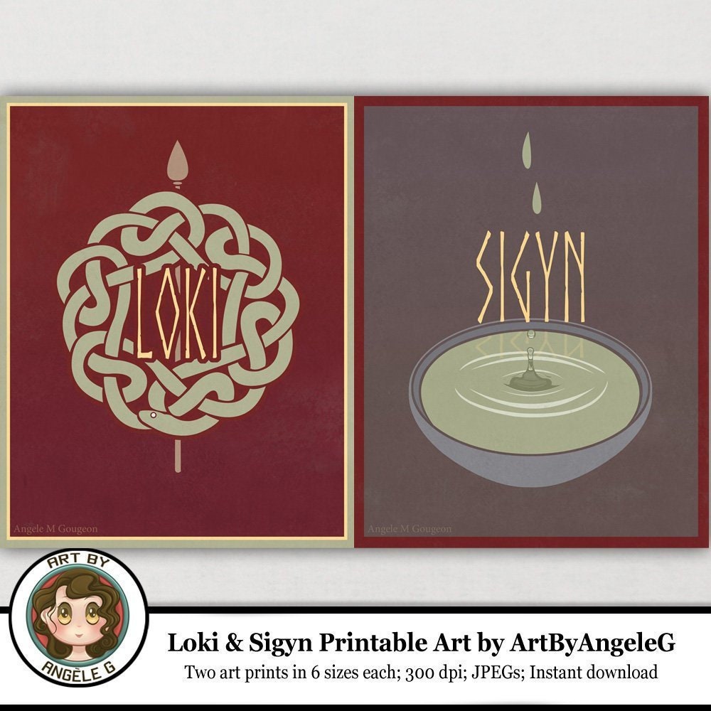 Printable Art Loki and Sigyn Norse Mythology God and - Etsy