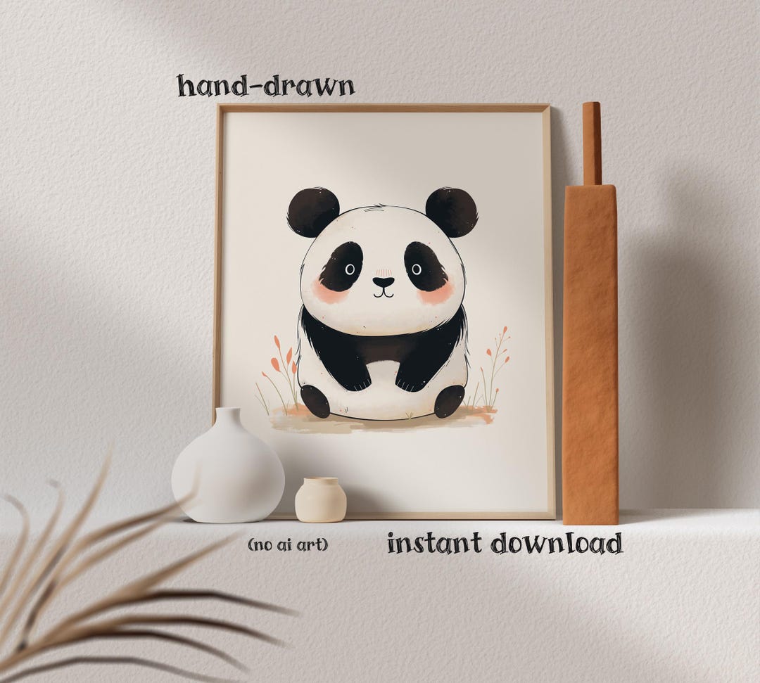 Panda Bear Print – Hand-drawn Nursery Wall Art (digital Download) - Etsy