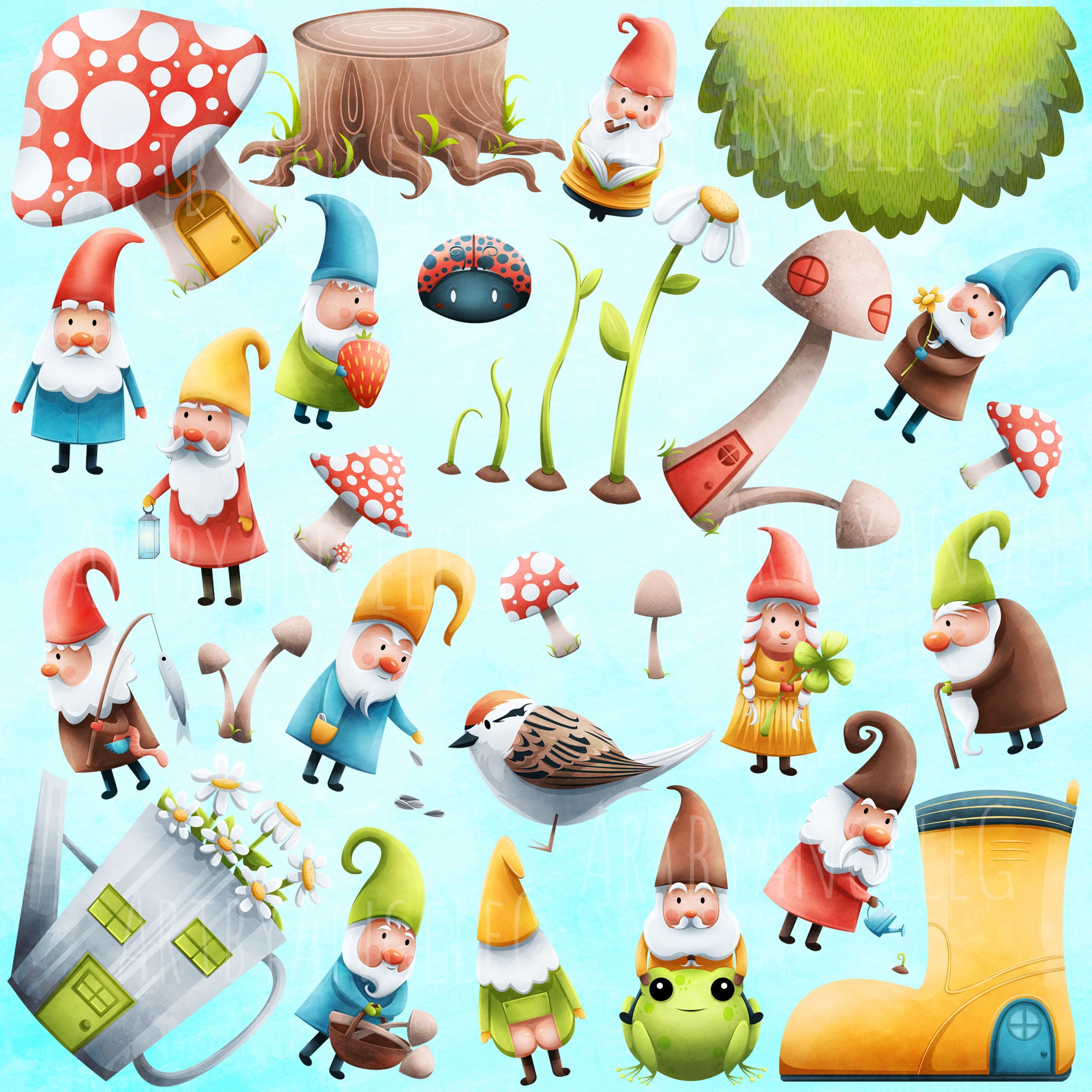 Gnomes Graphics Clipart Instant Download Png Set Commercial Use ...