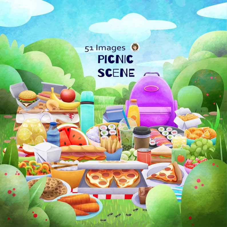 Picnic Graphics Clipart - Instant Download – Summer Foods - Commercial ...