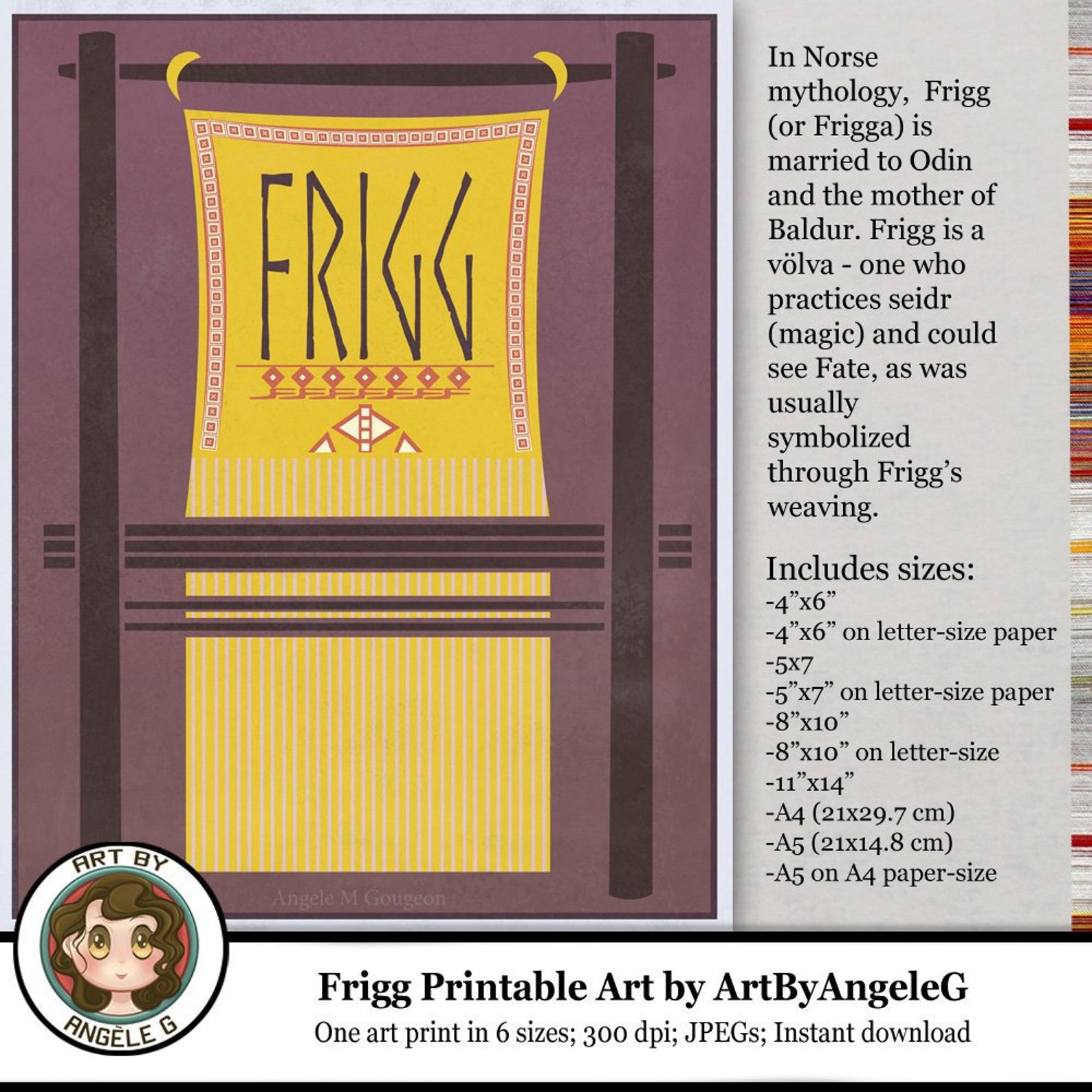 Printable Art Frigg Norse Mythology Pagan Goddess Queen of - Etsy