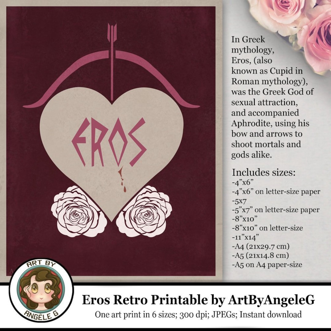 Printable Art Eros Greek Mythology God of Love Cupid - Etsy