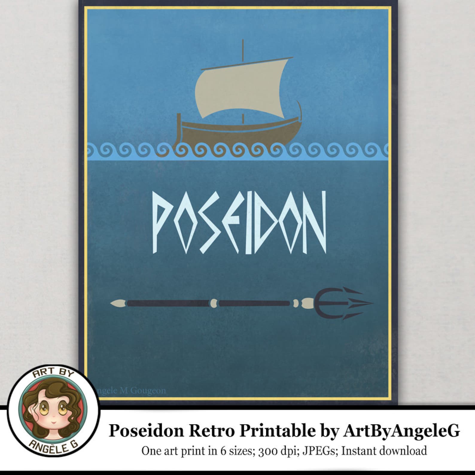 Printable Art Poseidon Greek Mythology God of the Sea Pagan - Etsy