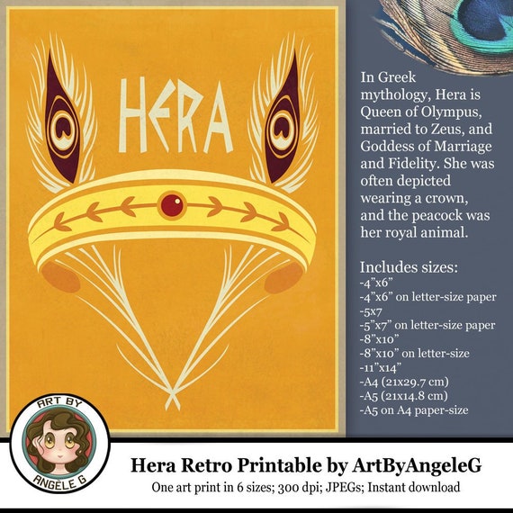 Printable Art Hera Greek Mythology Pagan Goddess of | Etsy