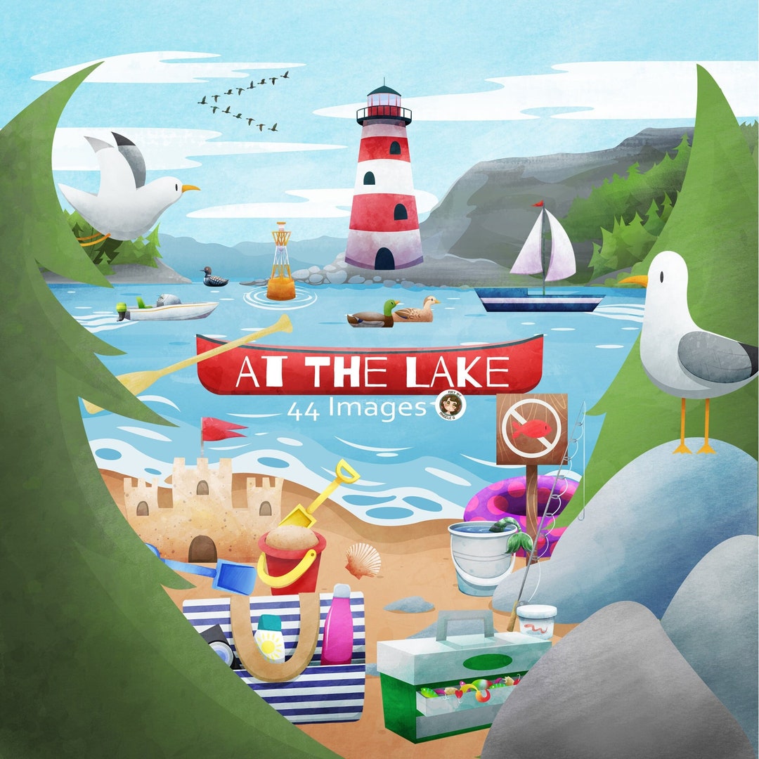 Handdrawn at the Lake PNG Clipart - Coastal Graphics - Instant Download ...
