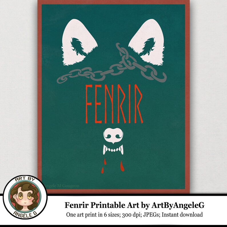 Printable Art Fenrir Norse Mythology Wolf, Loki, Hel Retro Art Print ...