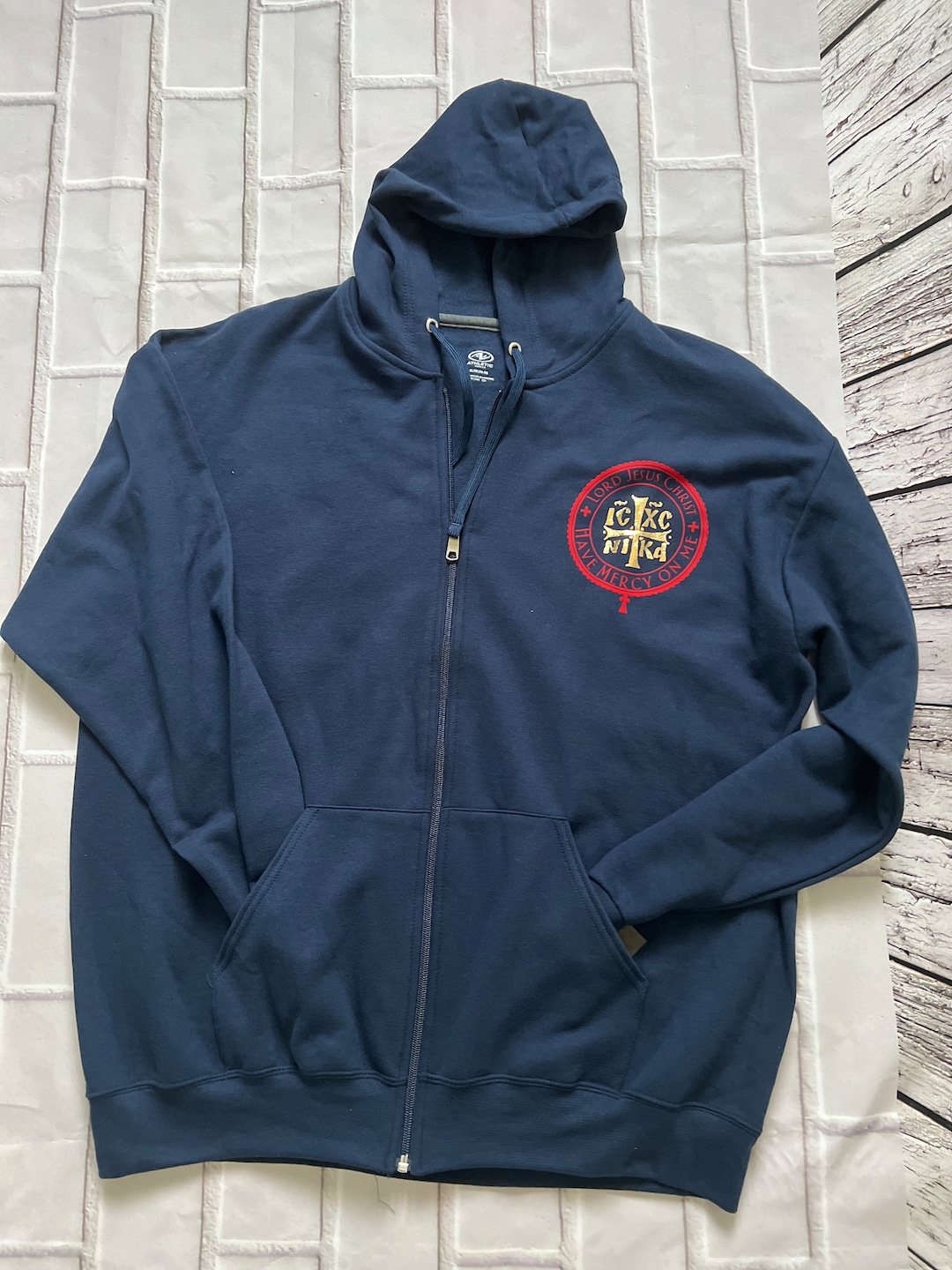 Lord Jesus Christ Have Mercy on Me Cross Christian Orthodox Zip up Blue ...