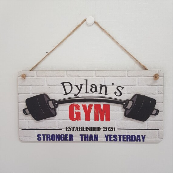 Signs Wall Hangings Personalised Home Gym Sign Gym gift Hanging Gym ...