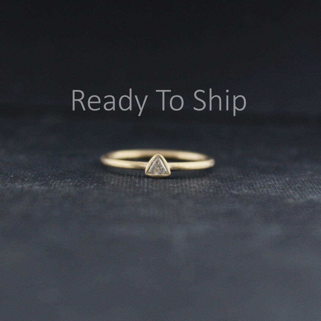 Triangle Diamond Engagement Ring Bezel Set Wedding Diamond - Etsy