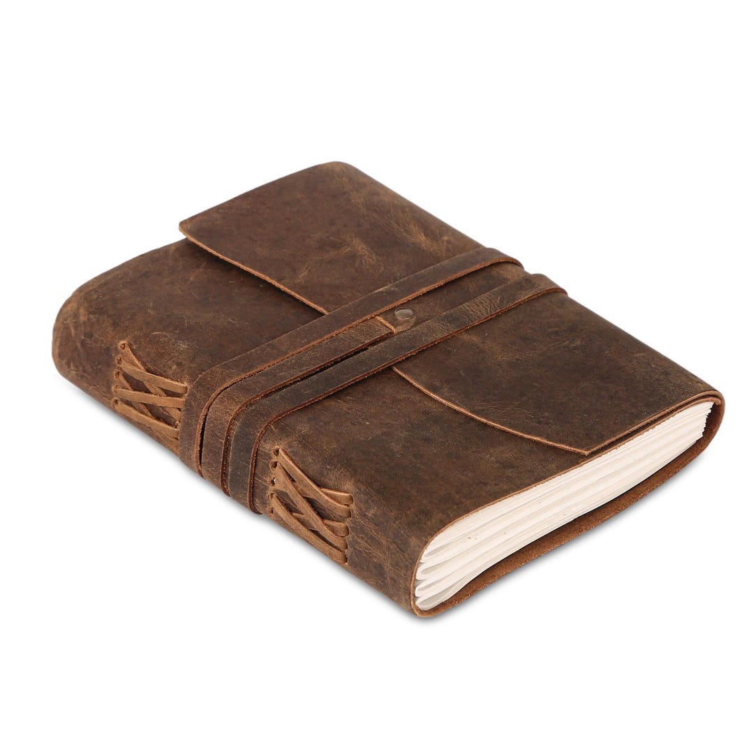 LEATHER JOURNAL Writing Notebook - Antique Handmade Leather Bound Daily ...