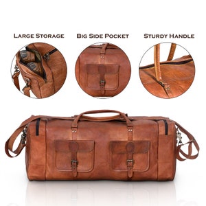Leather Duffel Bag 30 Inch Large Travel Bag Gym Sports Overnight ...