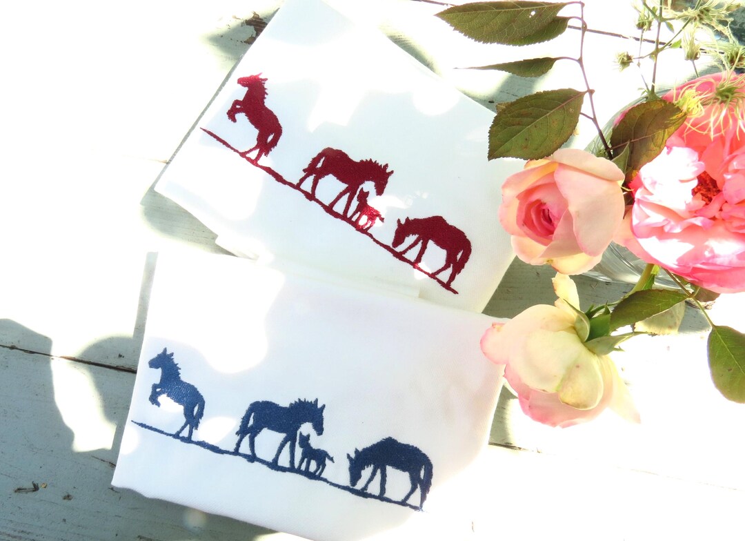 3 Embroidery Files Silhouette Pasture With Horses Embroidery Pattern ...