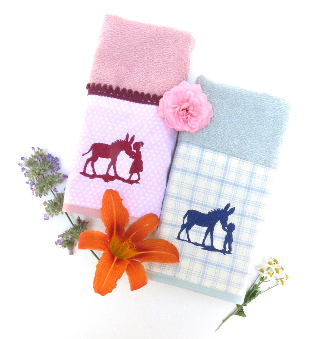 6 Embroidery Files Silhouette Boy Girl With Donkey Farm Animal Child ...