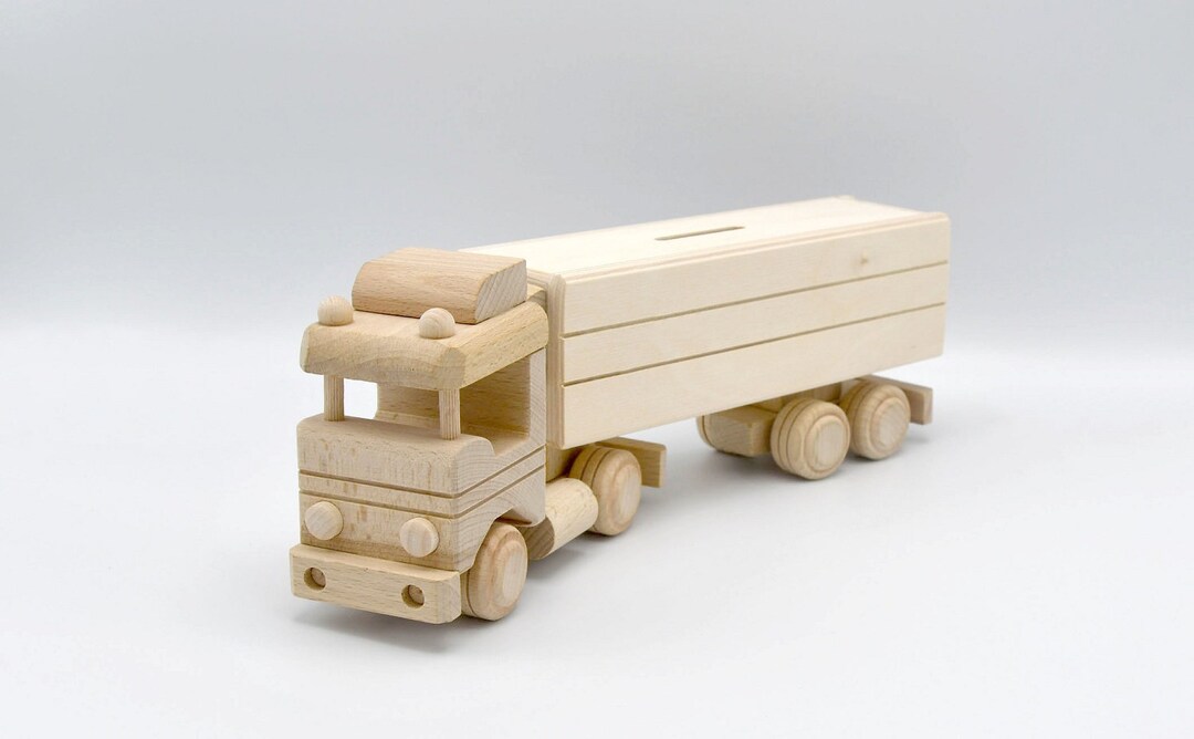 Myber Wooden Car Wooden Truck Piggy Bank Made of Solid Wood With ...