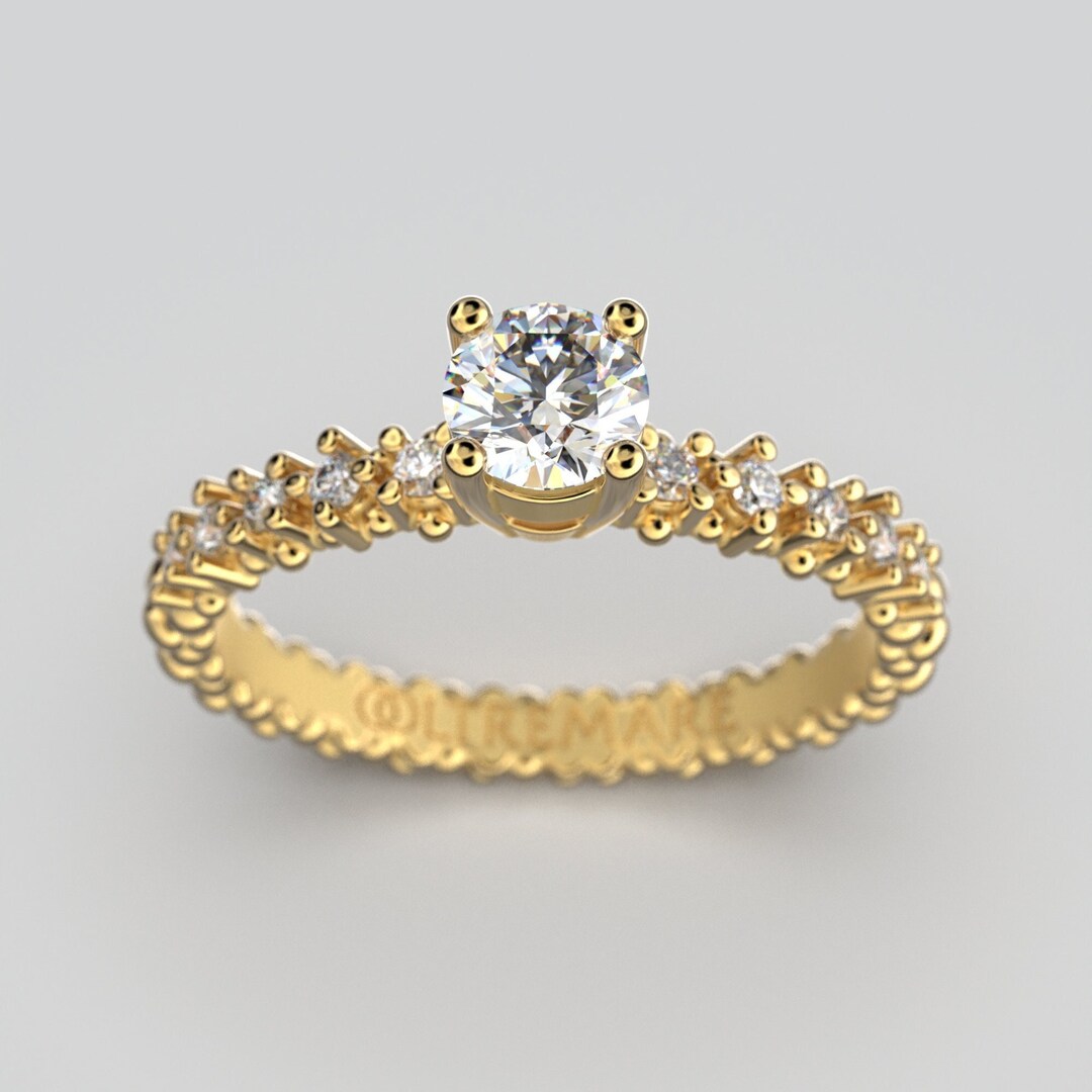 Italian Engagement Ring With Natural Diamonds 18k or 14k - Etsy