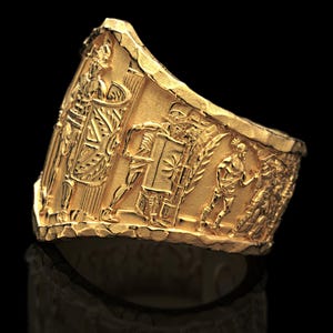 14k or 18k Gold Gladiator Ring: Ancient Rome Style Band, Italian ...