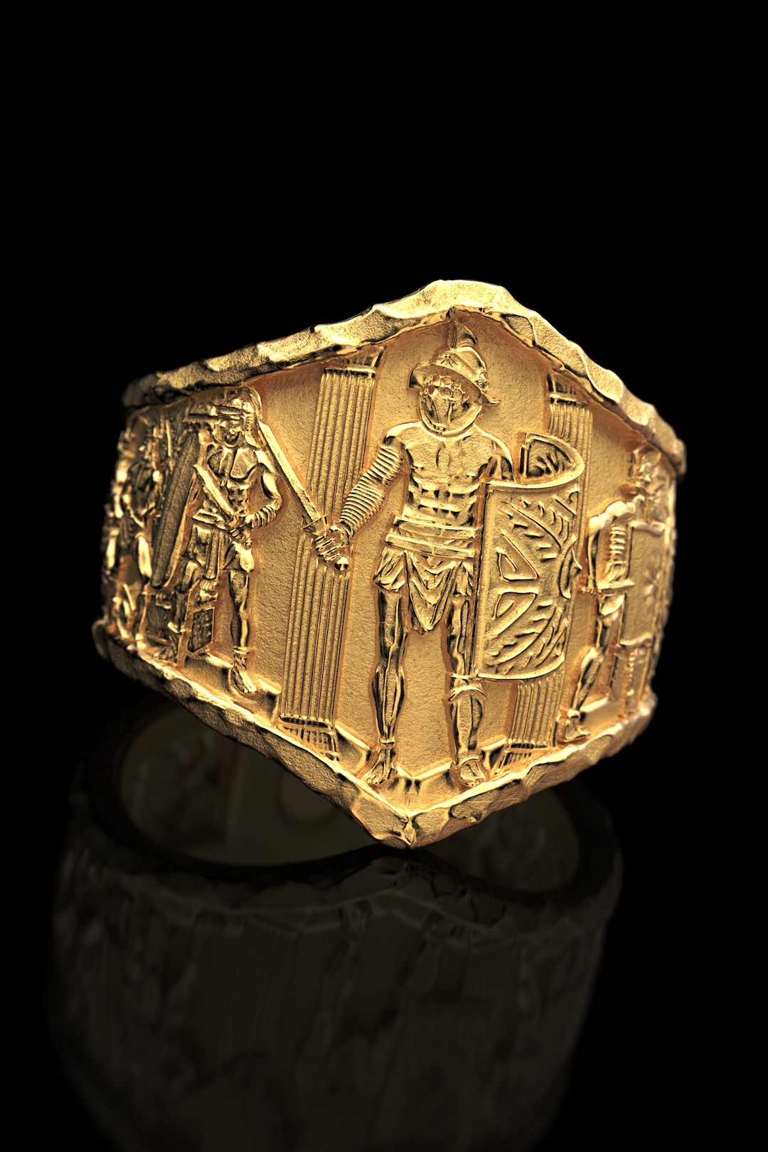 14k or 18k Gold Gladiator Ring: Ancient Rome Style Band, Italian ...