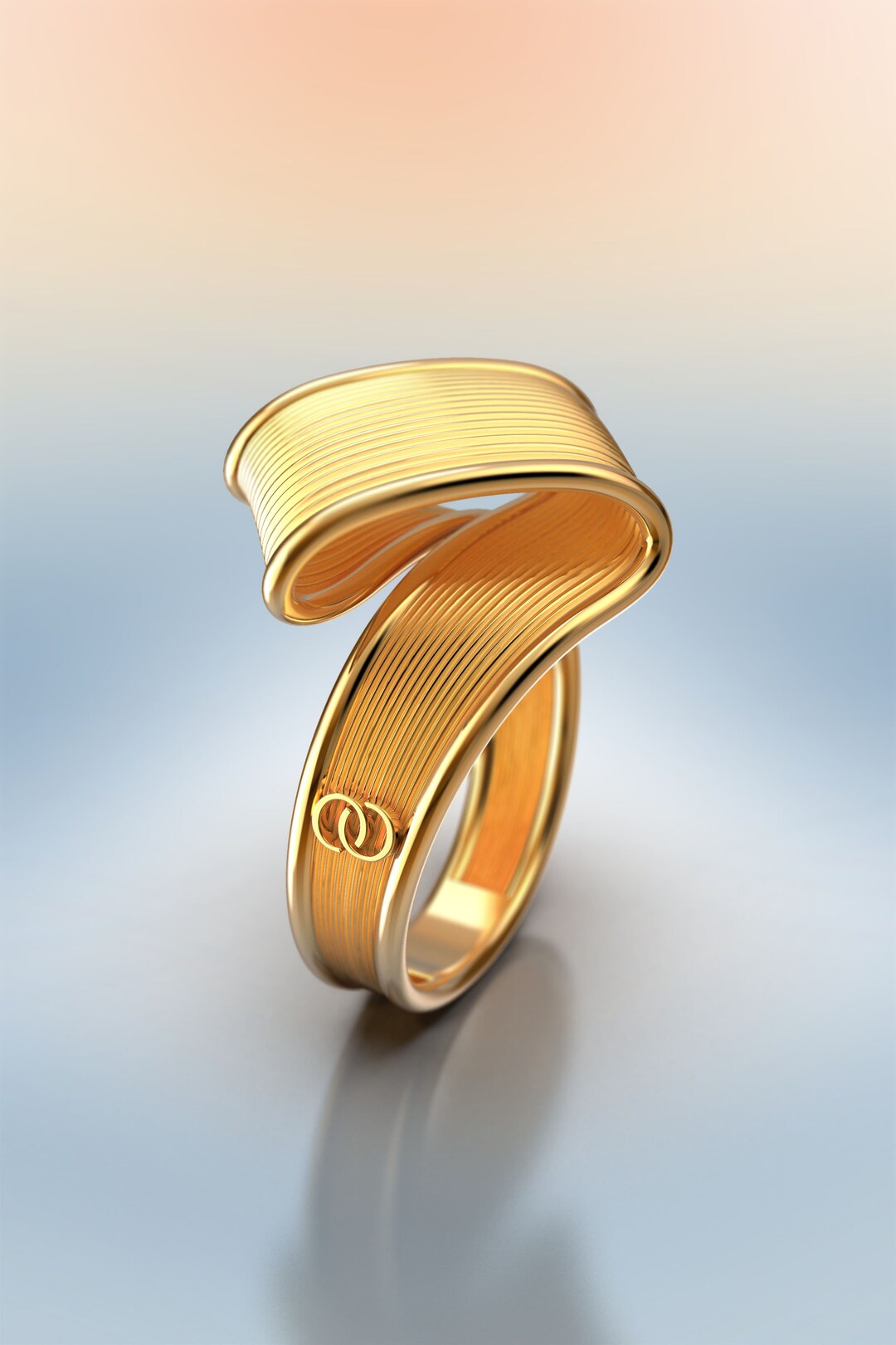 Chunky Gold Ring, 18k or 14k Solid Gold Twisted Ring Made in Italy Fine ...