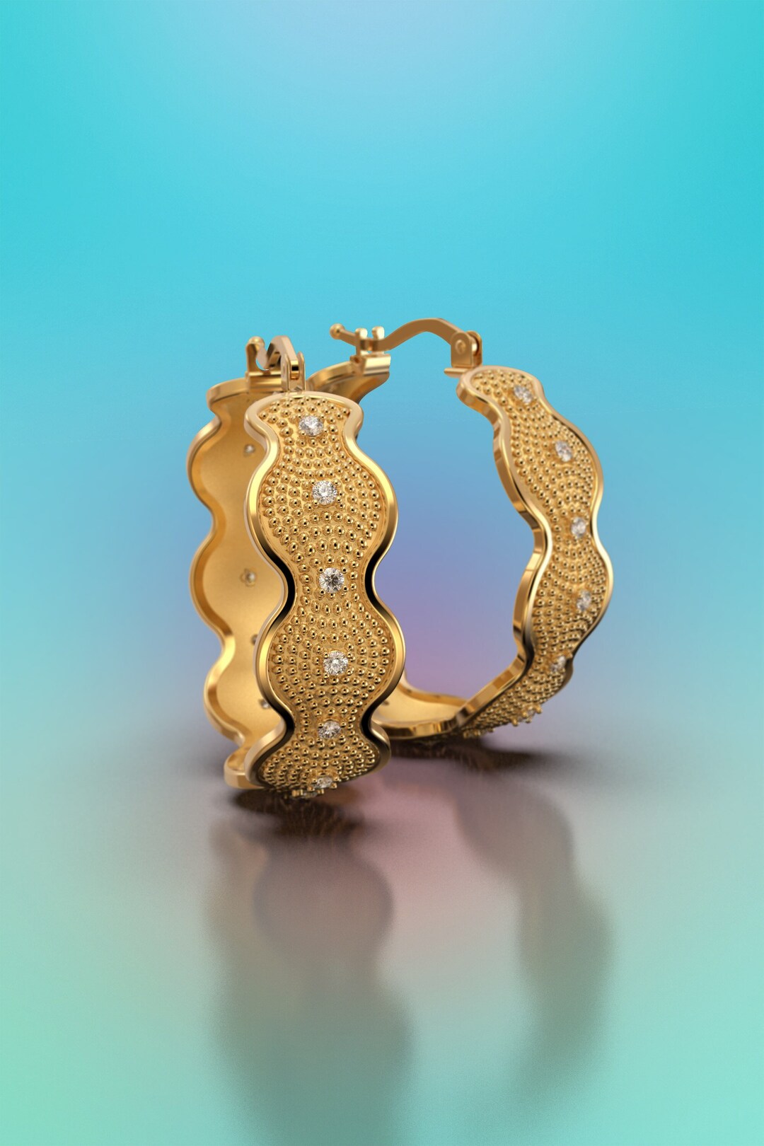 14k or 18k Gold Hoop Earrings: Italian Gemstone Fine Jewelry - Etsy