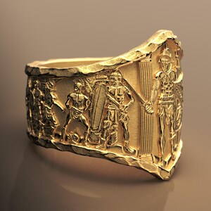 14k or 18k Gold Gladiator Ring: Ancient Rome Style Band, Italian ...