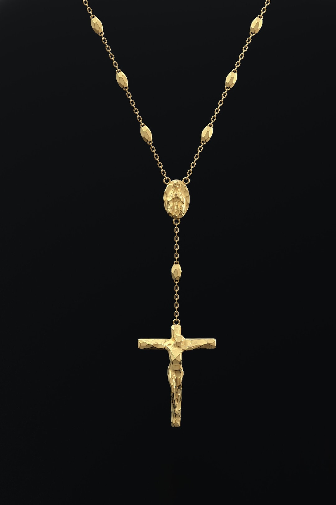 Rosary Gold Necklace for Men 18k Gold Rosary Chain Made in Italy. Catholic Christian Gift for Him. Etsy