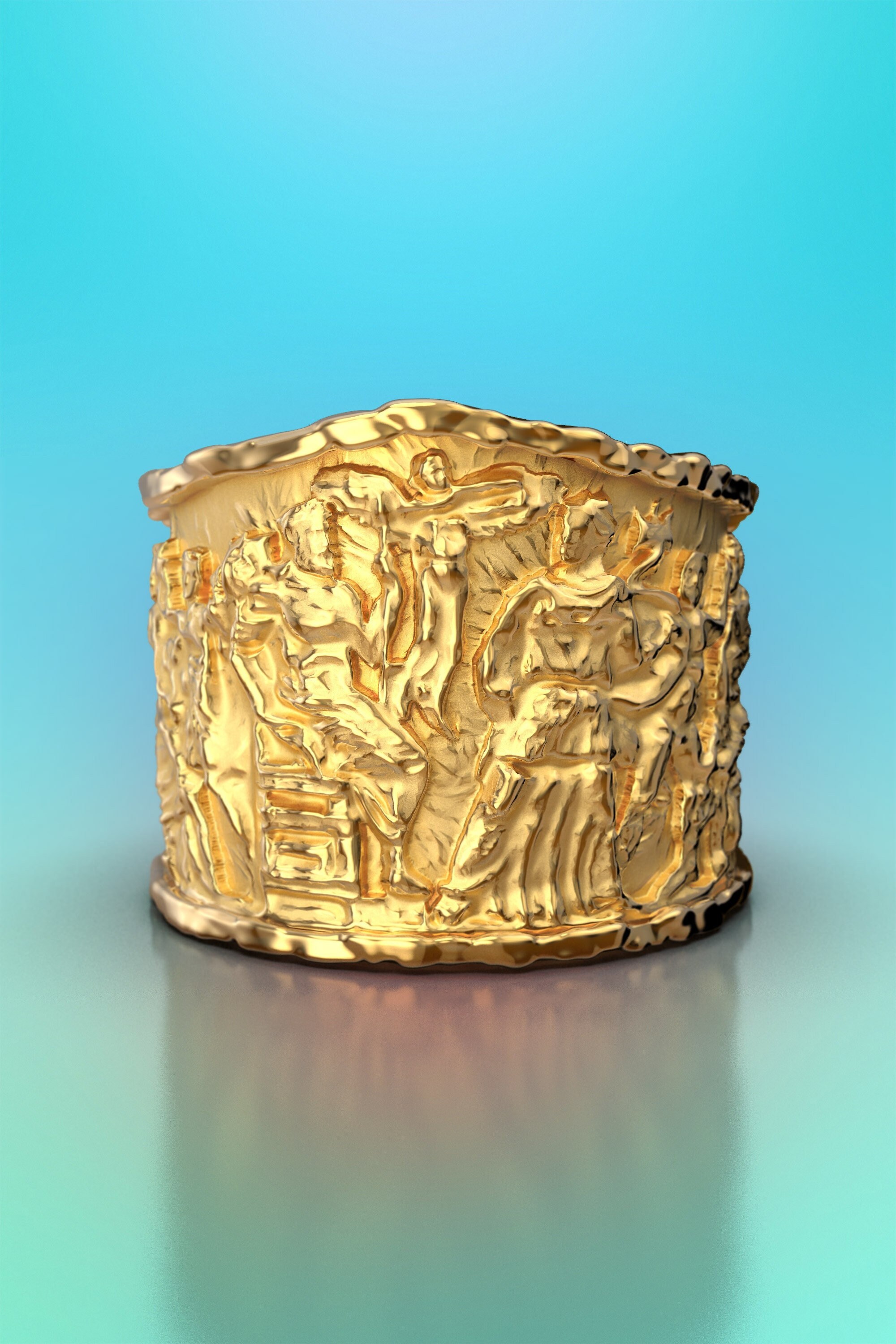 Handcrafted 18k or 14k Gold Ring: Ancient Greek Parthenon Pediment ...