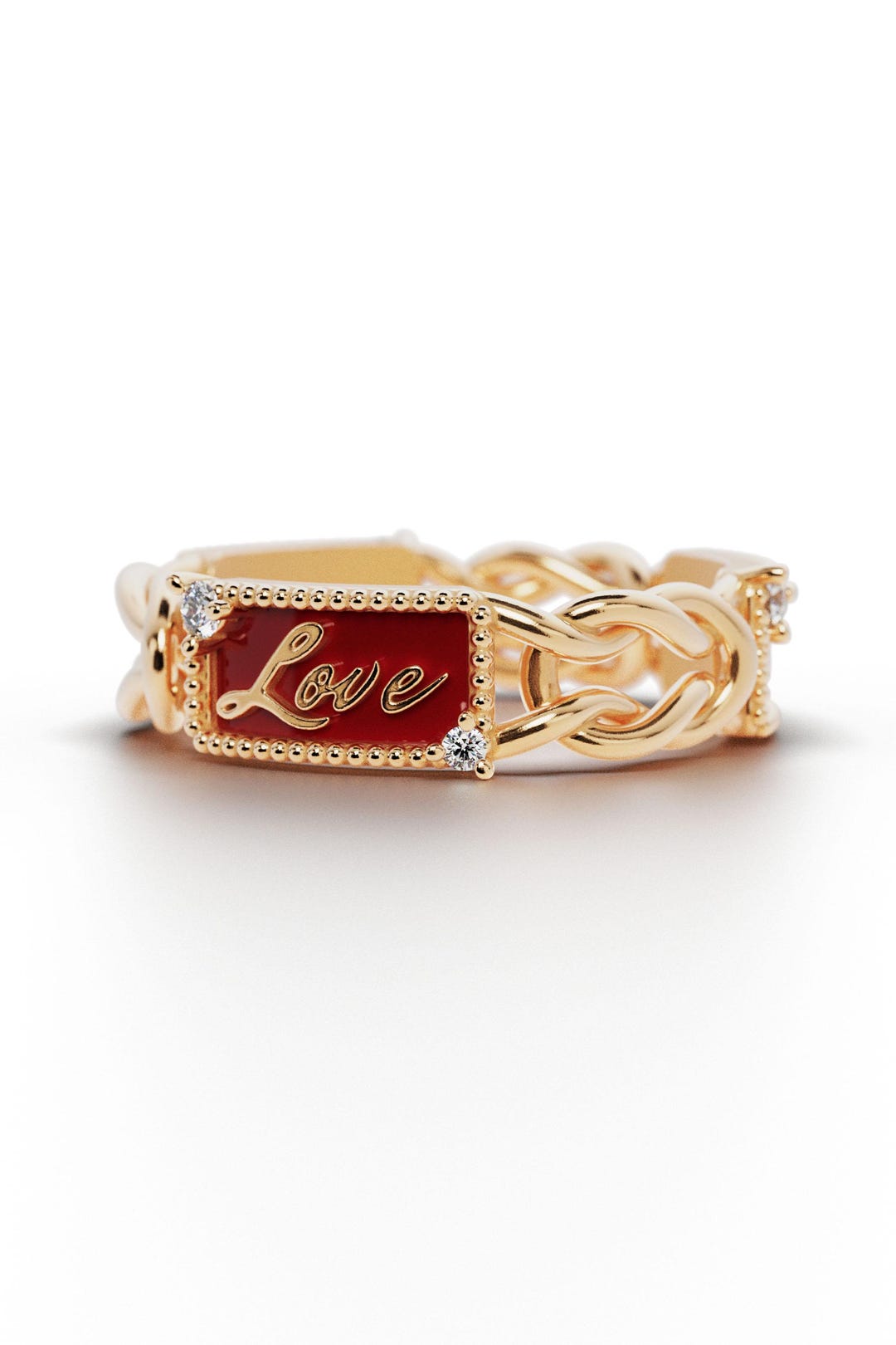 Live Laugh Love Diamond Ring: 14k Gold Enamel Italian Design - Etsy