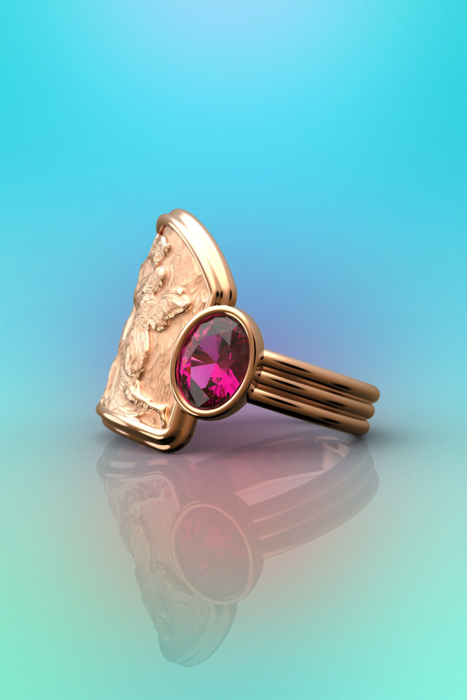 Cupid and Psyche 14k or 18k Gold Ring: Garnet & Peridot, Ancient Style ...