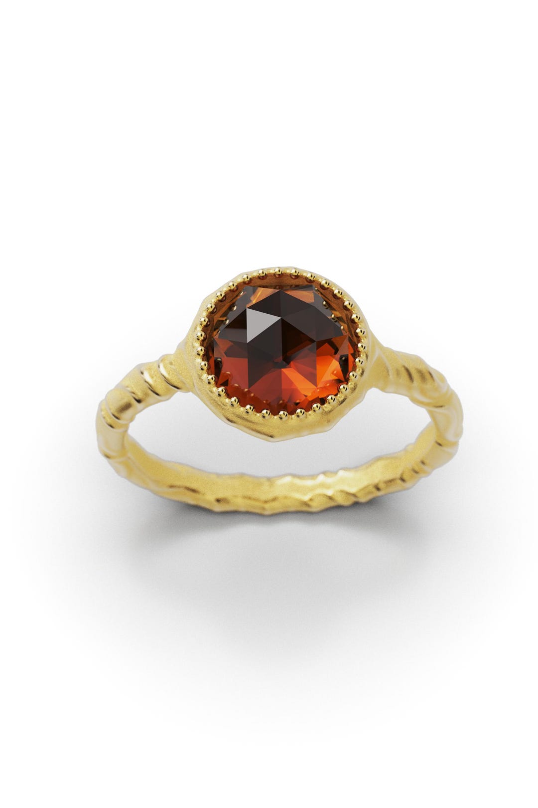 Madeira Citrine Solid Gold Ring: Italian Gemstone Stackable Ring - Etsy