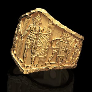 14k or 18k Gold Gladiator Ring: Ancient Rome Style Band, Italian ...