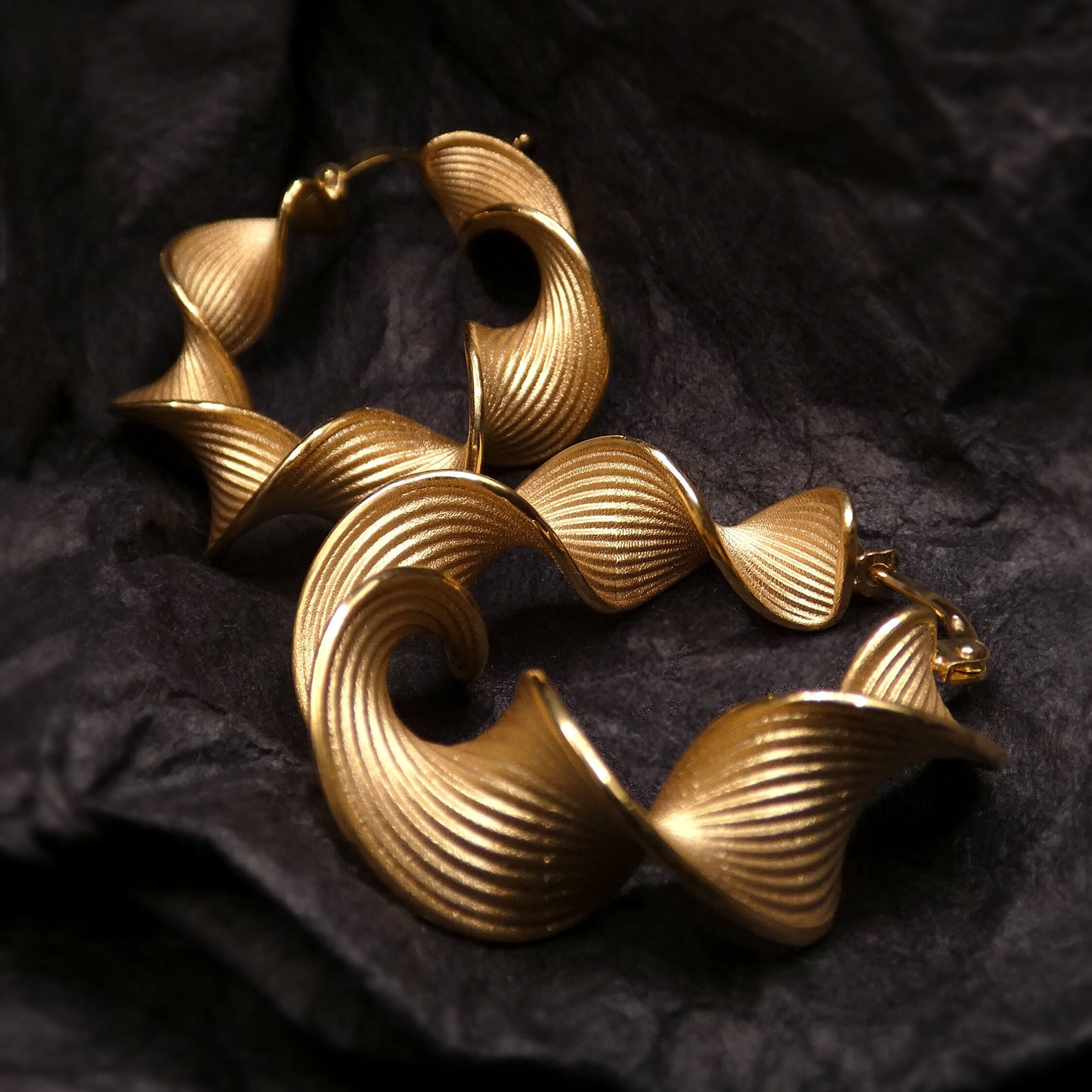 Italian 18k Gold Twisted Hoop Earrings: Large Textured Hoops - Etsy