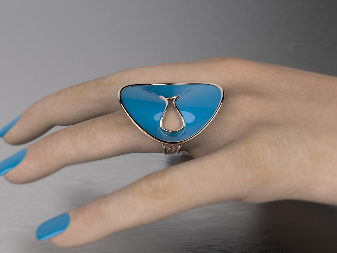 18k 14k solid gold ring made in Italy. Enamel gold ring | Etsy