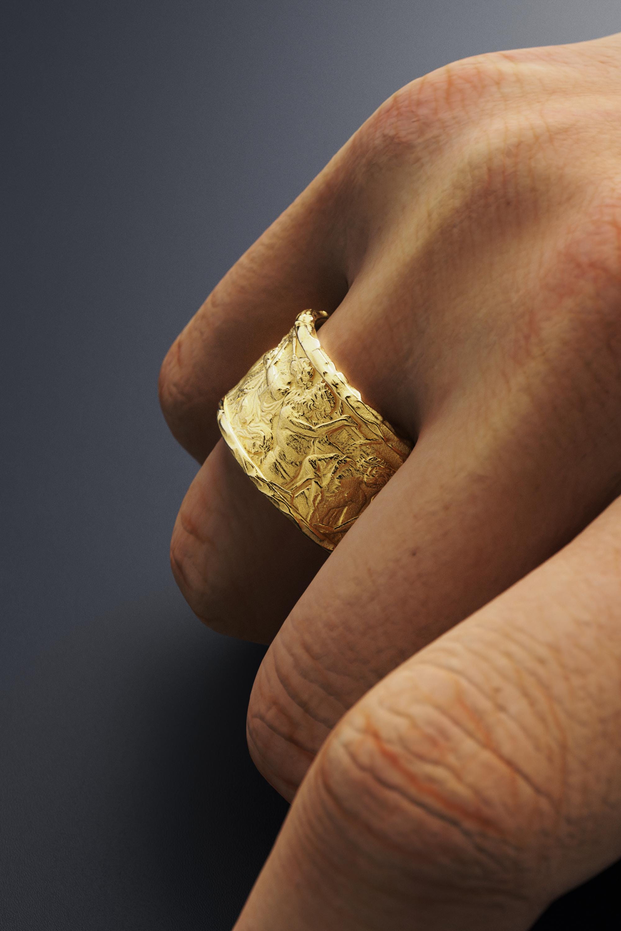 Ariadne & Dionysus Solid Gold Ring: Handmade Greek Mythology Band - Etsy